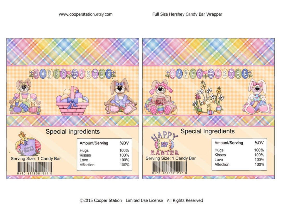 Printable Easter Hershey Candy Bar Wrappers - Etsy