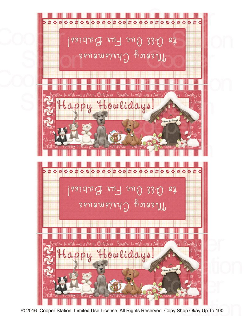 DIY Digital Christmas Pet Treat Bag Topper - Cat - Dog - Stocking ...