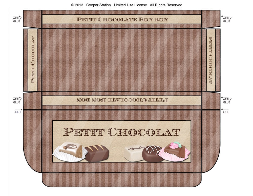 Digital Printable Chocolate Bon Bon Box | Etsy