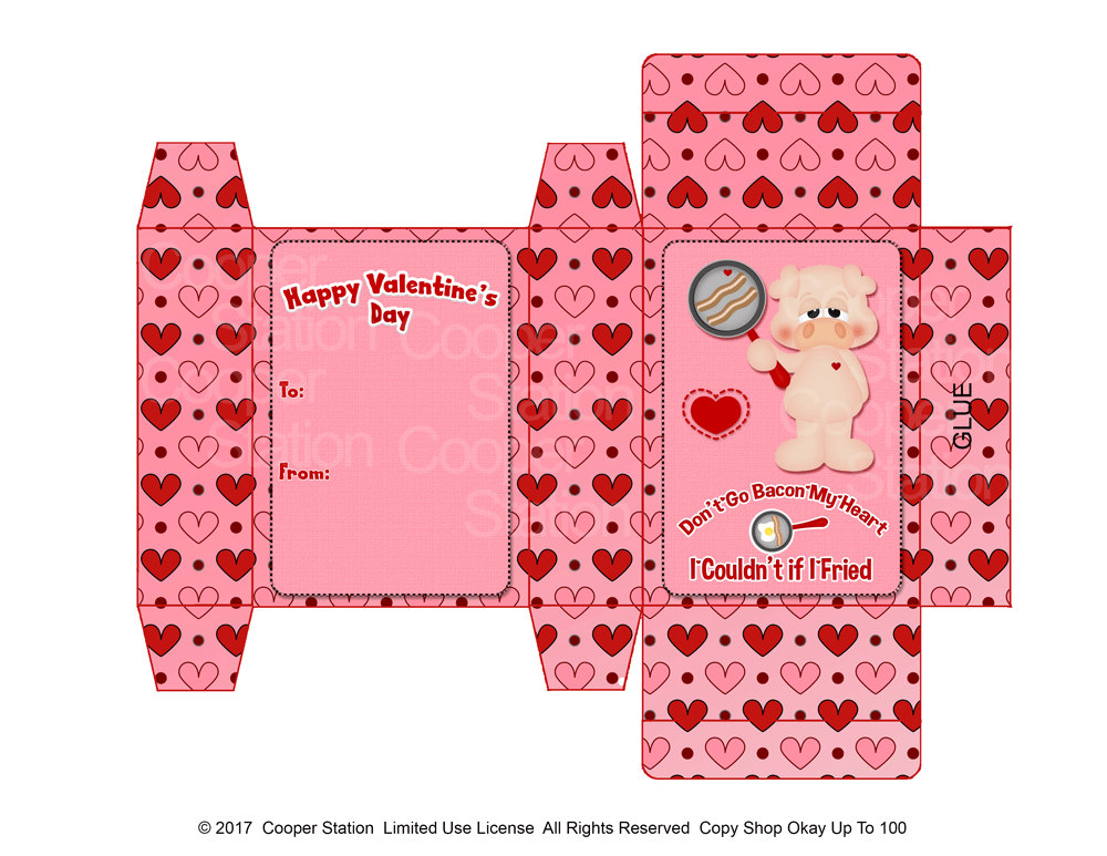 Printable Digital Valentine Candy Box Valentine Piglet | Etsy