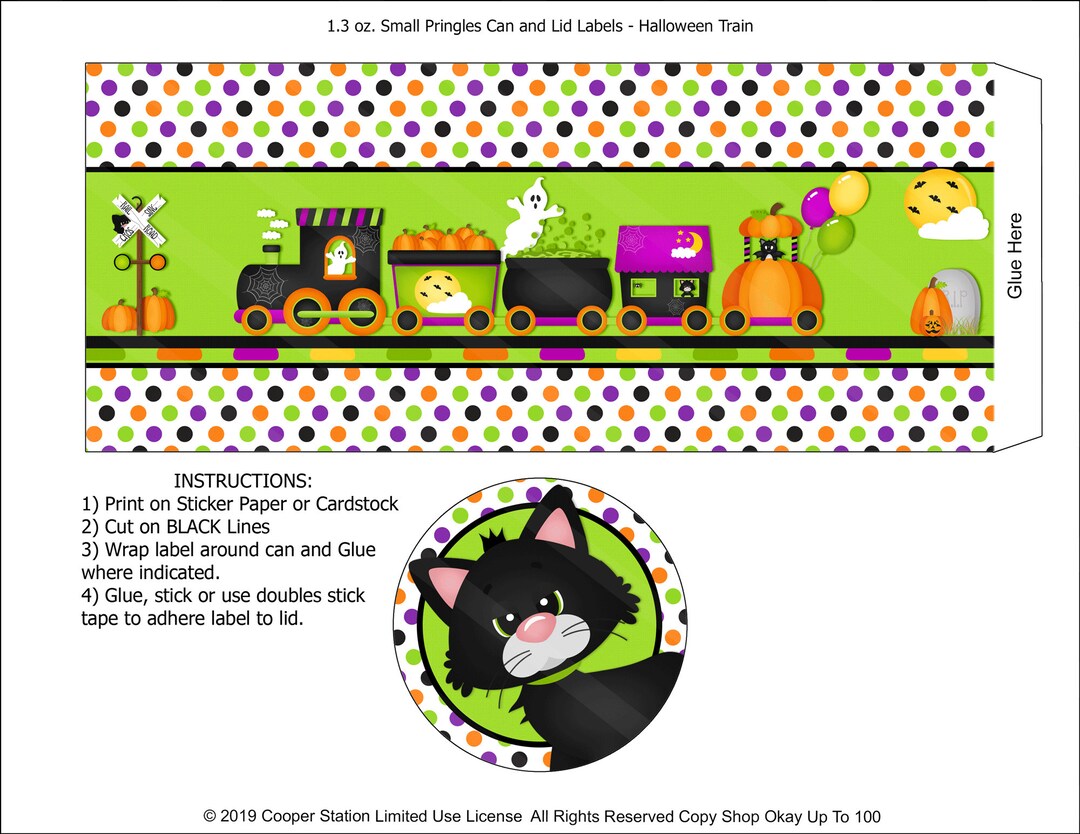 Halloween Train Chip Wrapper Small Chip Can Wrapper Halloween Chip Can ...