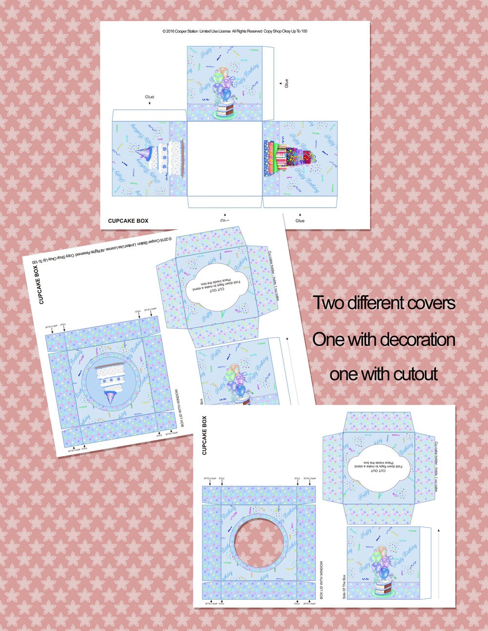 Digital Printable Birthday Cupcake Box Party Favor Cupcake | Etsy
