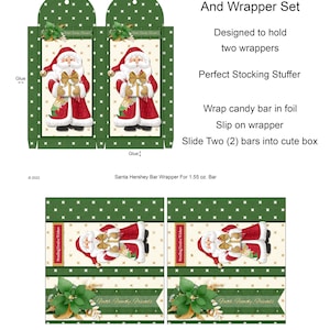 Santa Digital Printable Chocolate Candy Bar Wrapper and Box Set - Candy ...