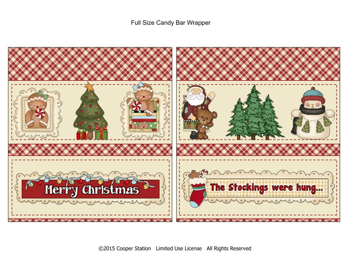 Printable Holiday Candy Bar Wrappers with Snowman and Santa - Etsy