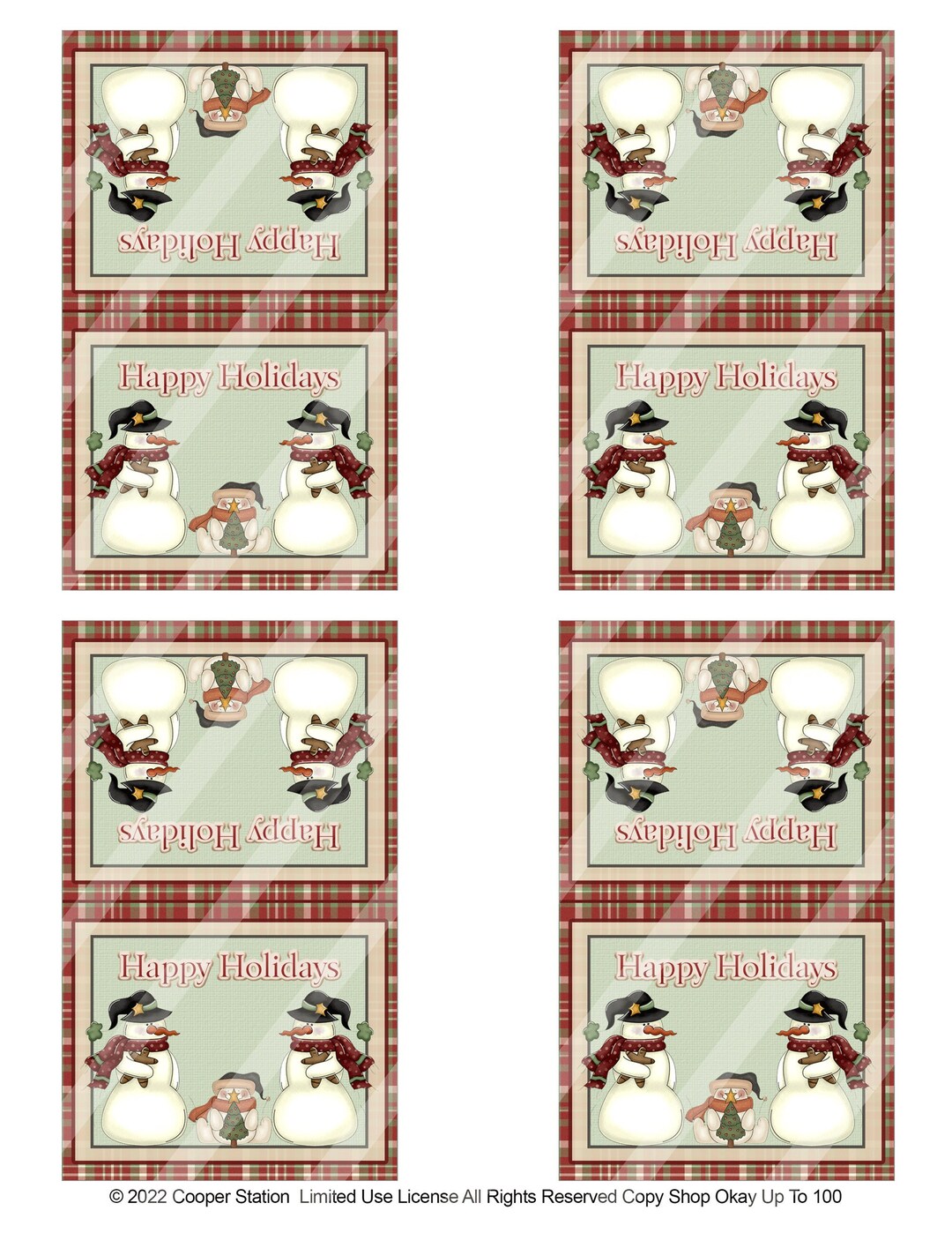 Digital Printable 3 Inch Bag Topper Happy Holiday Snowman Treat Bag ...