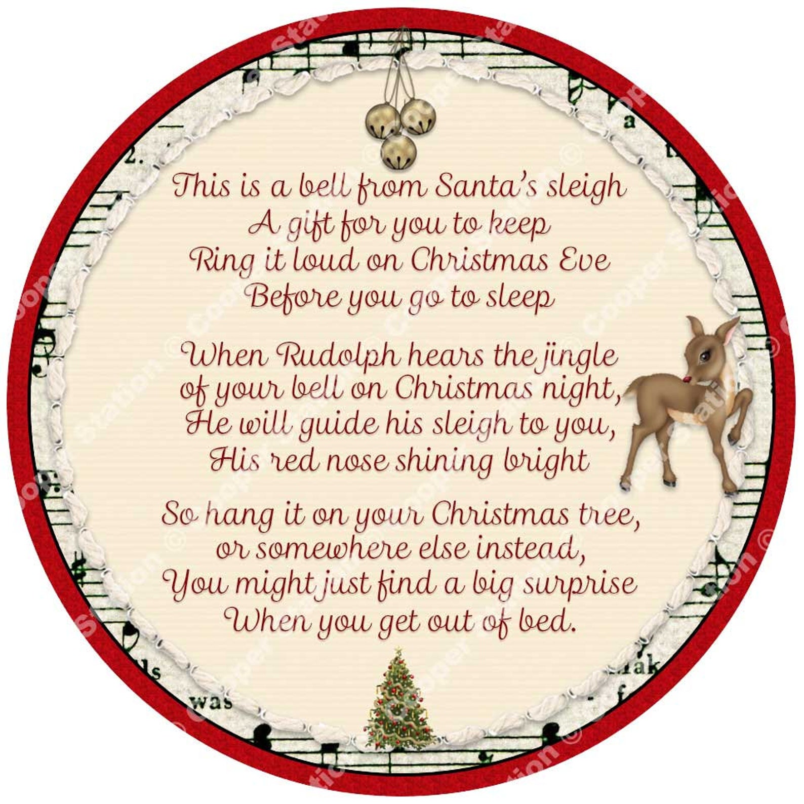 Santas' Bell Tag - Merry Christmas Bell - Label - Tag - Etsy