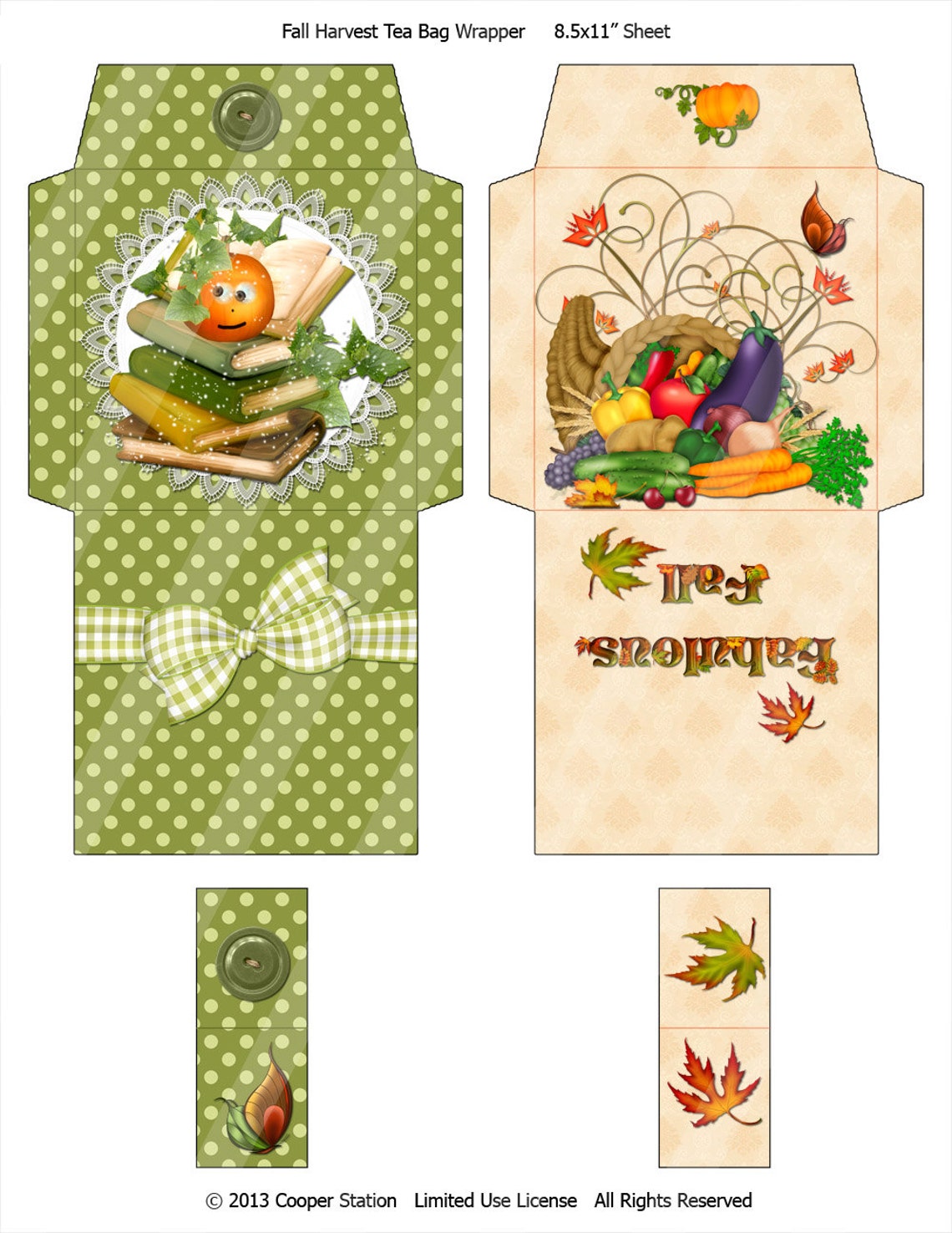 Digital Fall Harvest Tea Wrapper - Etsy