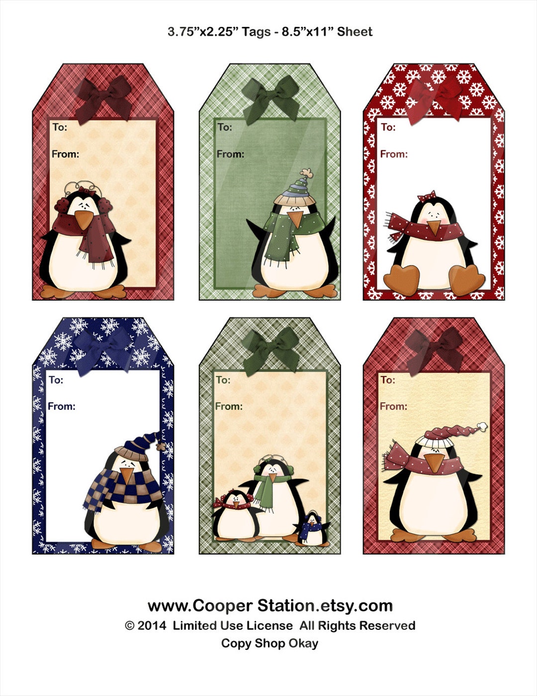 Digital Printable Gift Tags With Penguins - Etsy