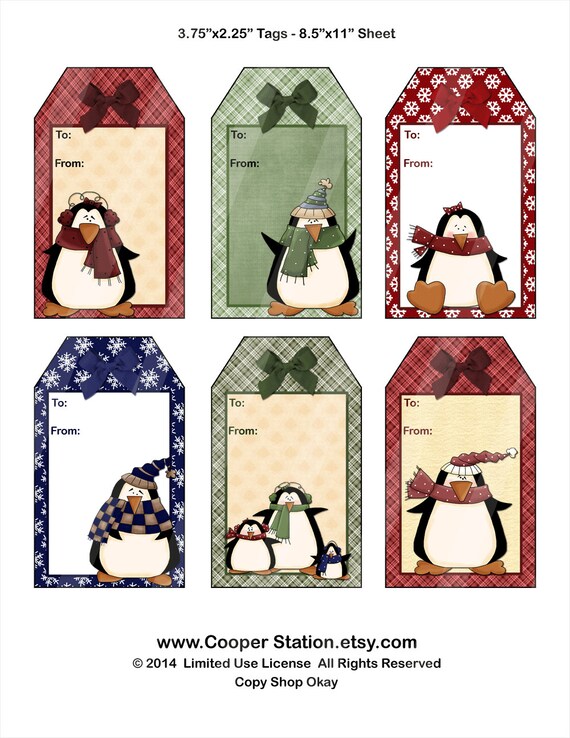 Penguin Christmas Gift Tags Printable