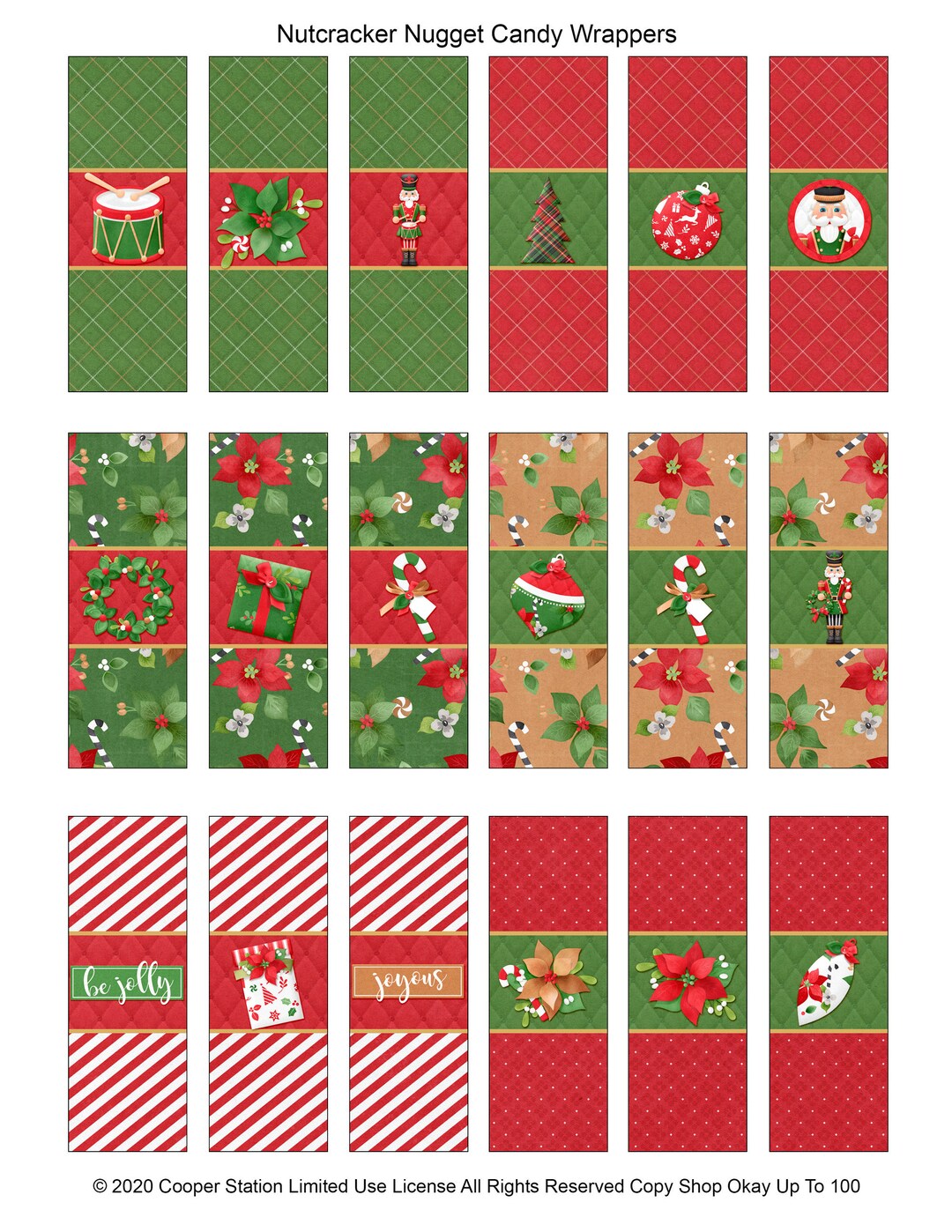 Digital Printable Holiday Chocolate Nugget Candy Wrappers - Nutcracker ...