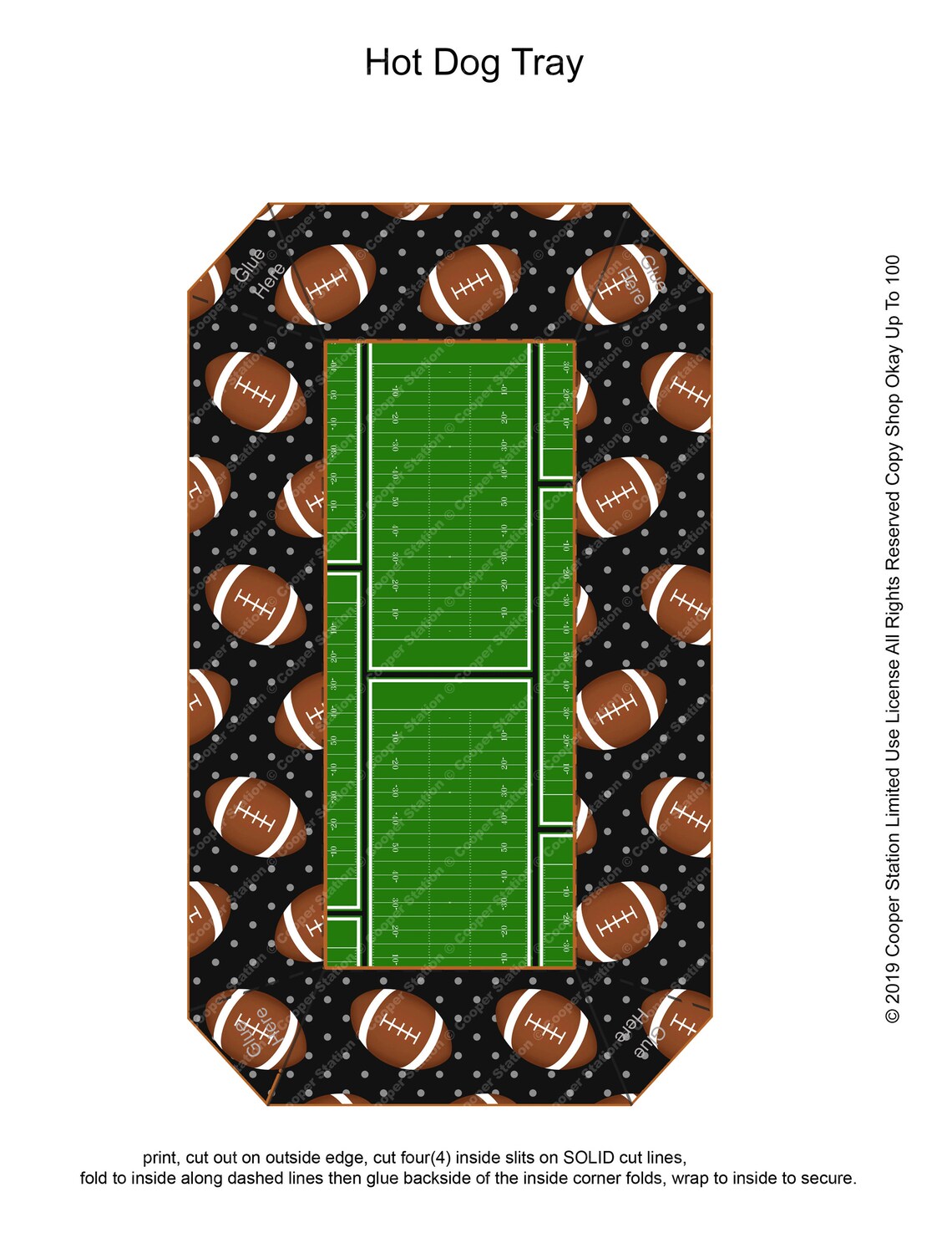 Digital Printable Hot Dog Tray Football Hot Dog Tray | Etsy