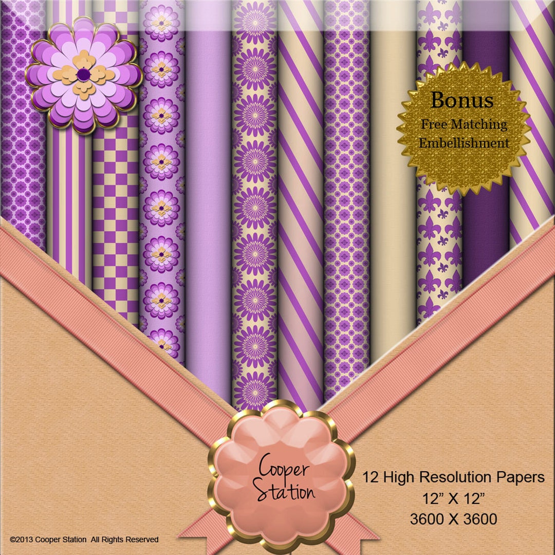 Digital Paper Pack in Purple and Yellow DP008 - Etsy