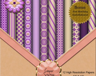 Digital Paper Pack Shades of Purple and Yellow DP009 | Etsy