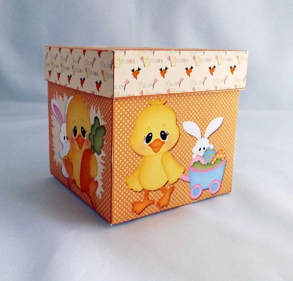 Digital Printable Easter Cupcake Box DIY Bunny and Chick | Etsy
