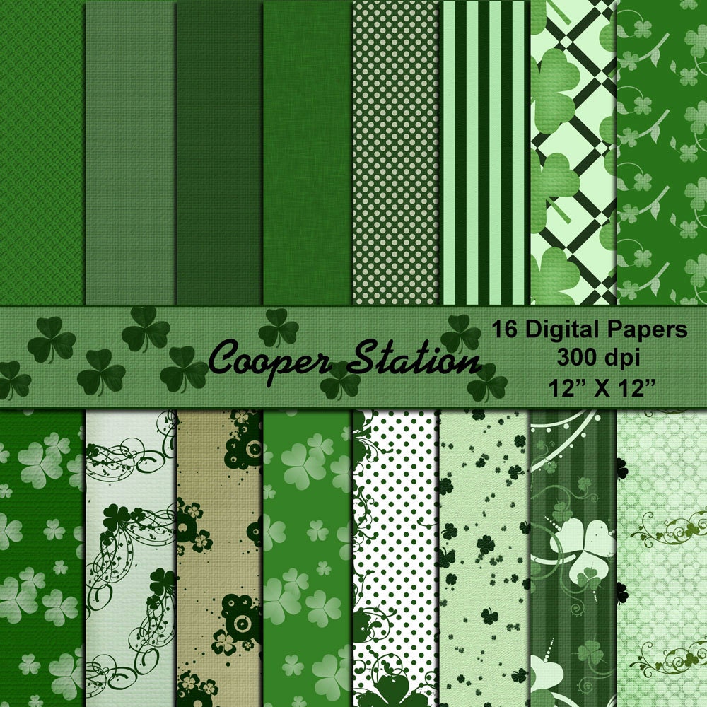 Digital Printable Paper Pack St. Patrick's Day Theme 16 | Etsy