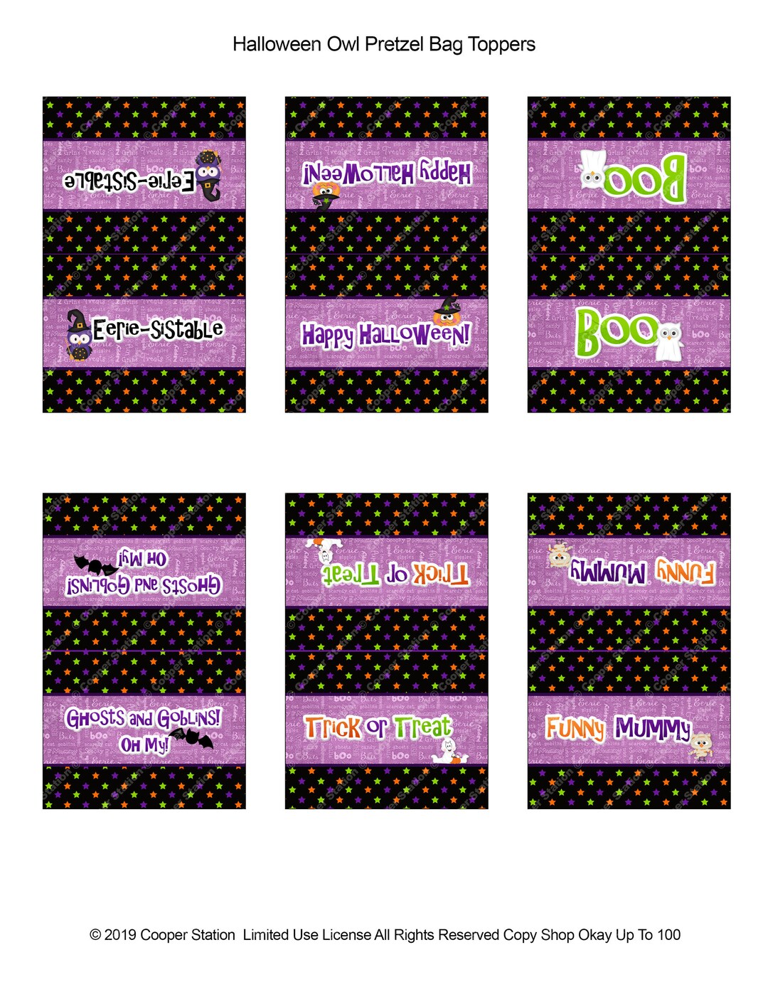 Halloween Pretzel Bag Toppers - Treat Bag Toppers - Pretzel Treat Bag ...