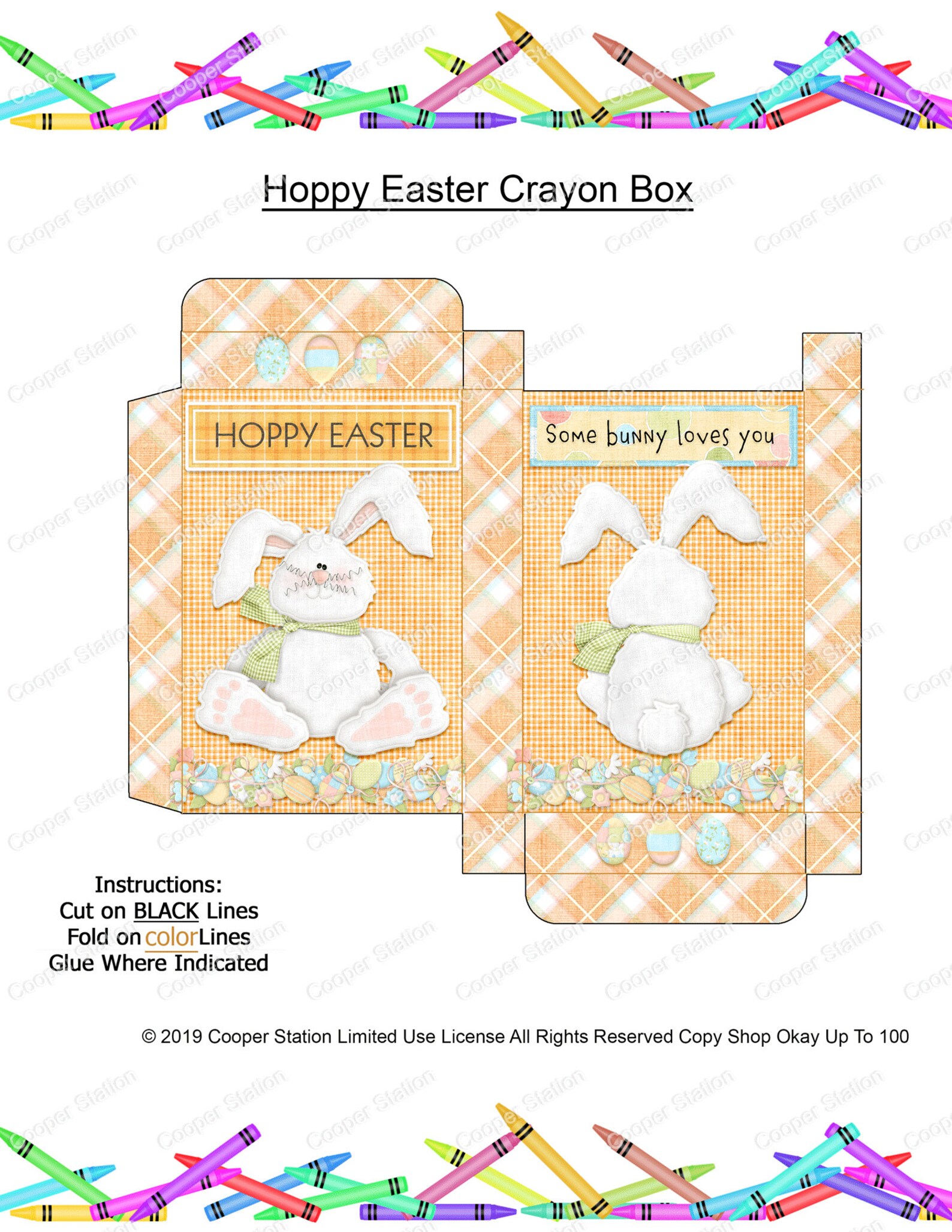 Digital Printable Easter Crayon Box - Easter Treat Box - Bunny Crayon ...