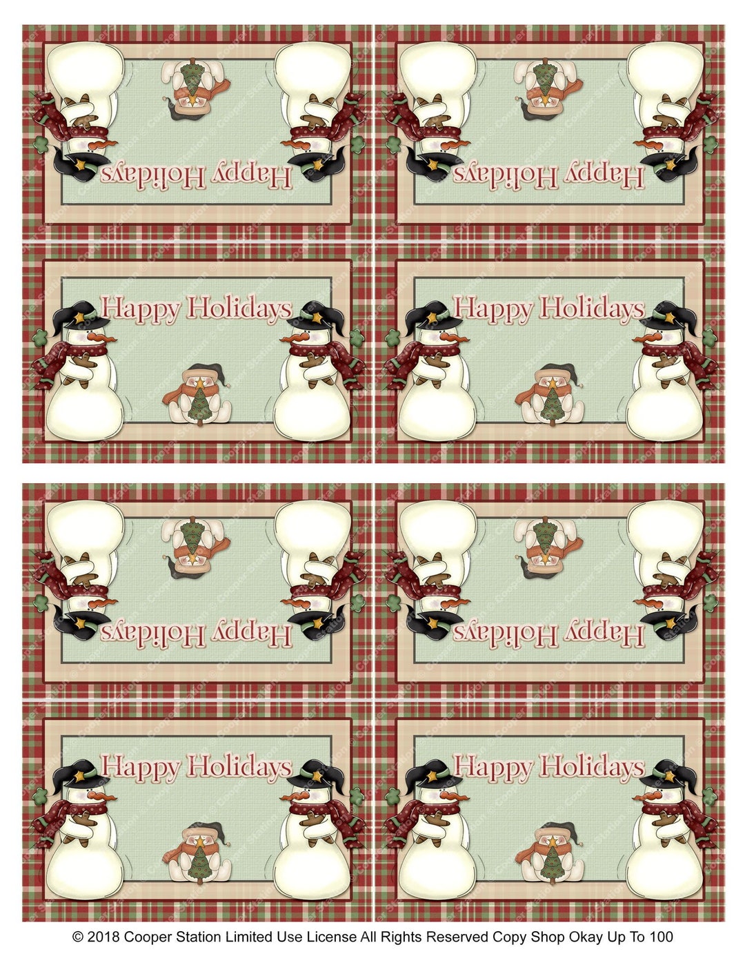 Digital Printable Bag Topper Happy Holiday Snowman Treat Bag Toppers ...