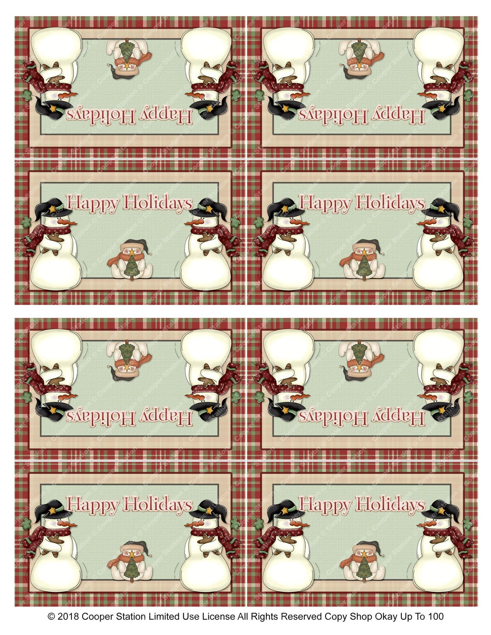 Digital Printable Bag Topper Happy Holiday Snowman Treat Bag Toppers ...