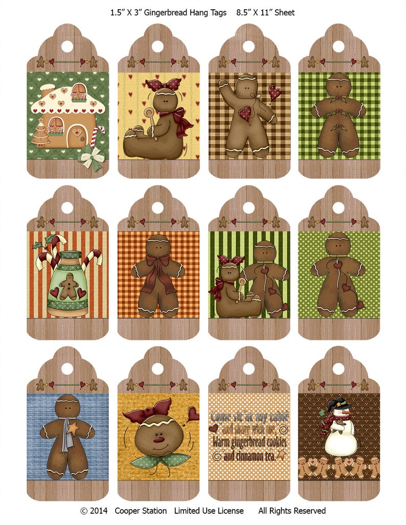 Digital Printable Gift Tags Gingerbread Theme - Etsy