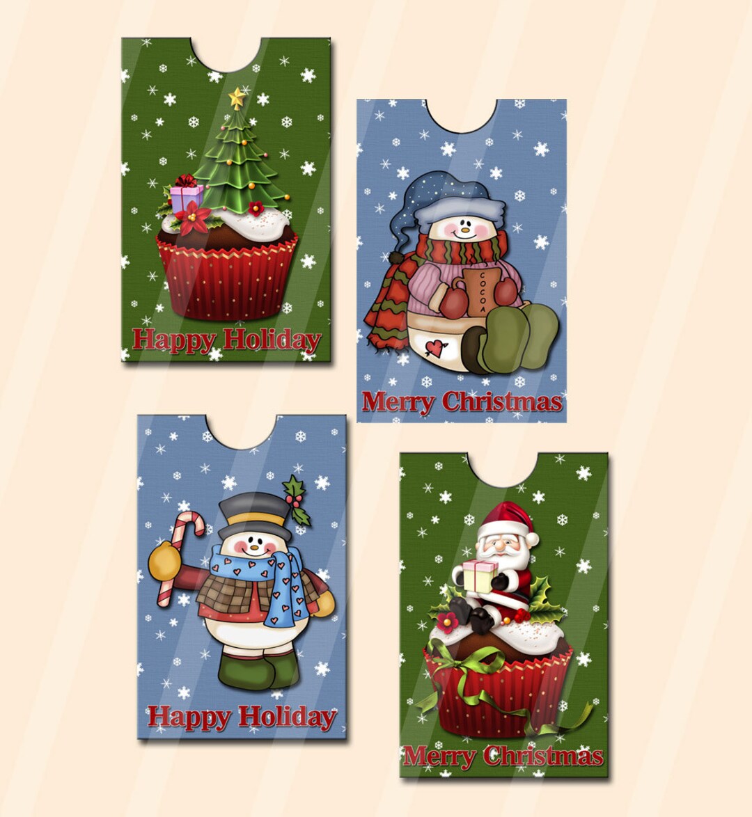 Digital Printable Christmas Gift Card Holders Set of Four - Etsy
