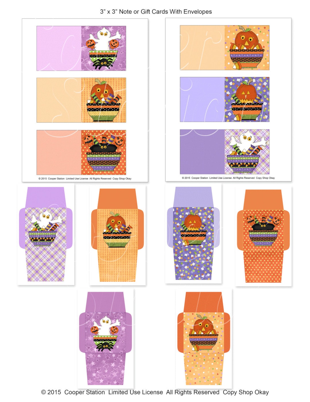 Digital Printable Halloween Note Cards or Gift Cards With Envelopes - Etsy