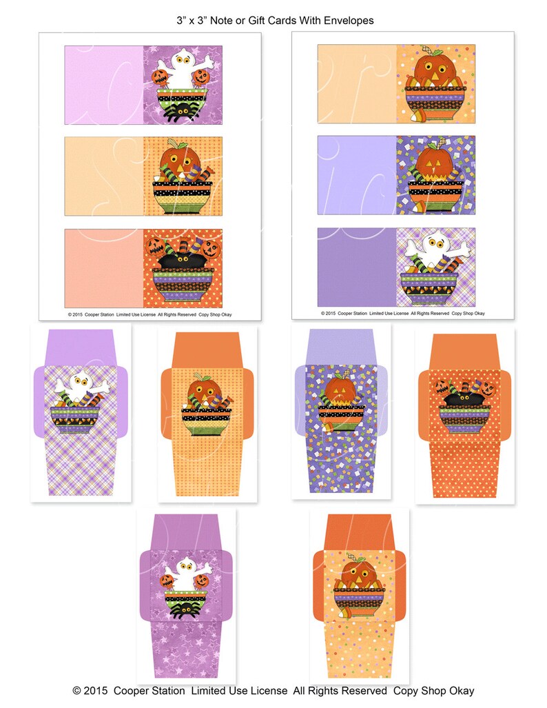 Digital Printable Halloween Note Cards or Gift Cards With Envelopes - Etsy