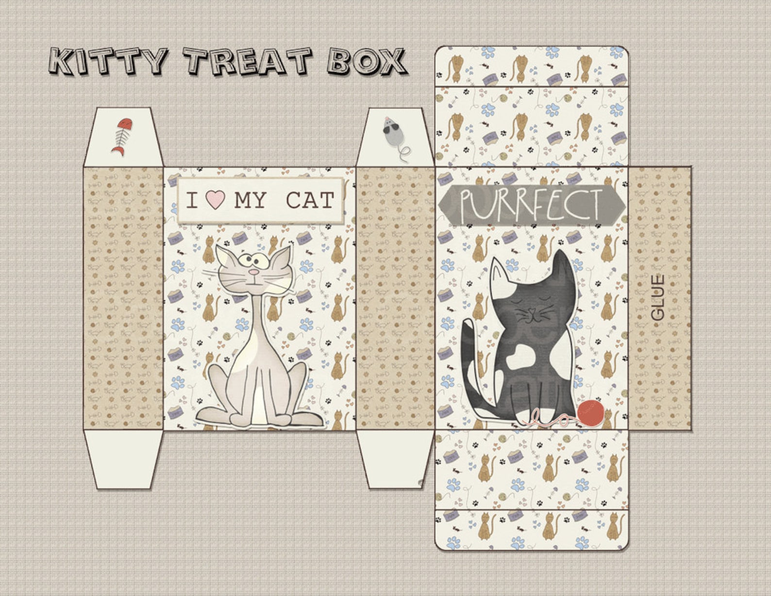 Digital Printable Kitty Treat Box Printable Treat Box Cat - Etsy