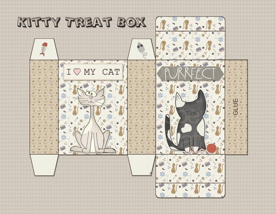 Digital Printable Kitty Treat Box Printable Treat Box Cat | Etsy