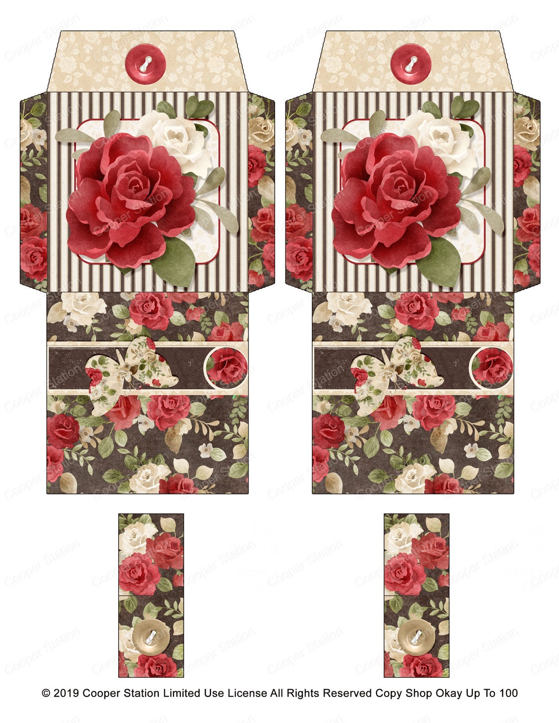 Floral and Stripe Design Digital Tea Bag Wrappers Roses Tea - Etsy