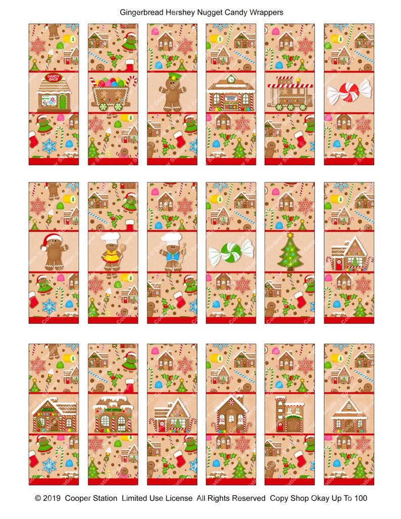 Gingerbread Village Holiday Nugget Chocolate Candy Bar Wrappers With ...