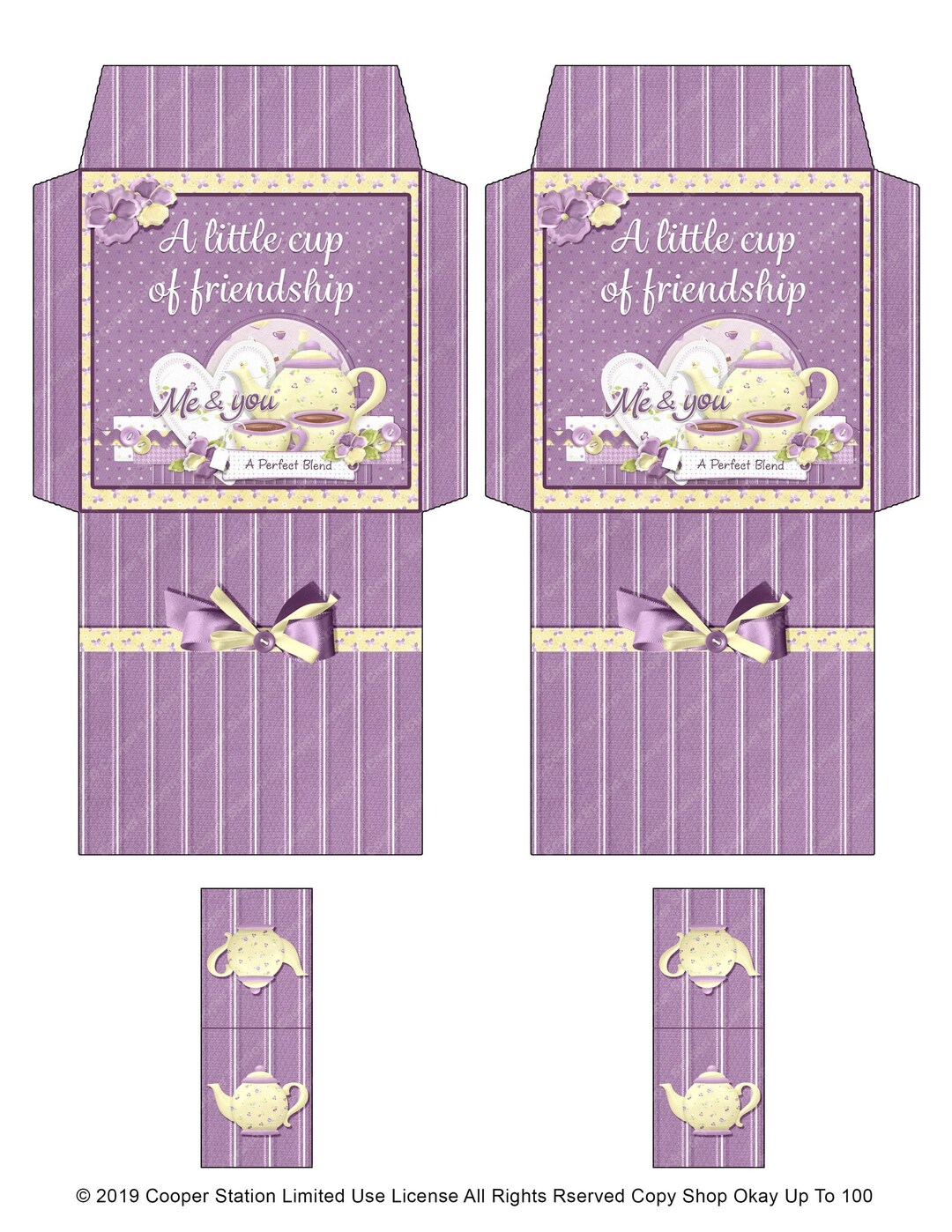 Printable Digital Tea Bag Wrapper, Tea Bag Envelope, Cup of Friendship ...