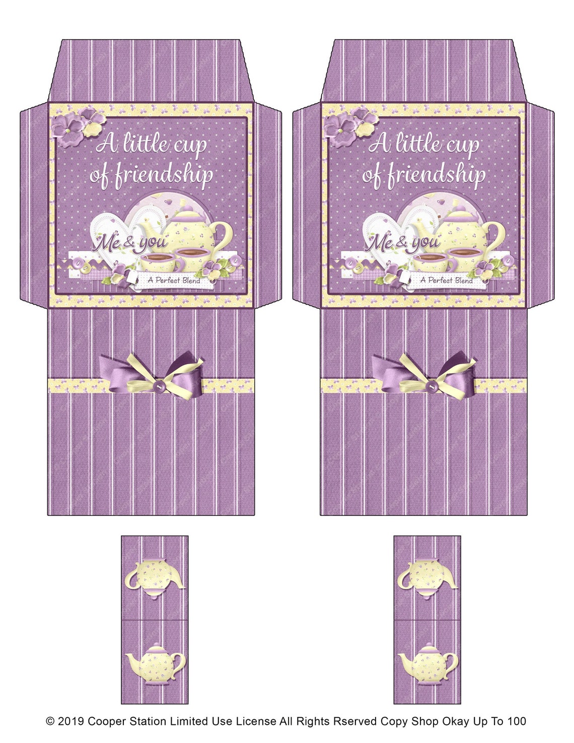 Printable Digital Tea Bag Wrapper, Tea Bag Envelope, Cup of Friendship ...