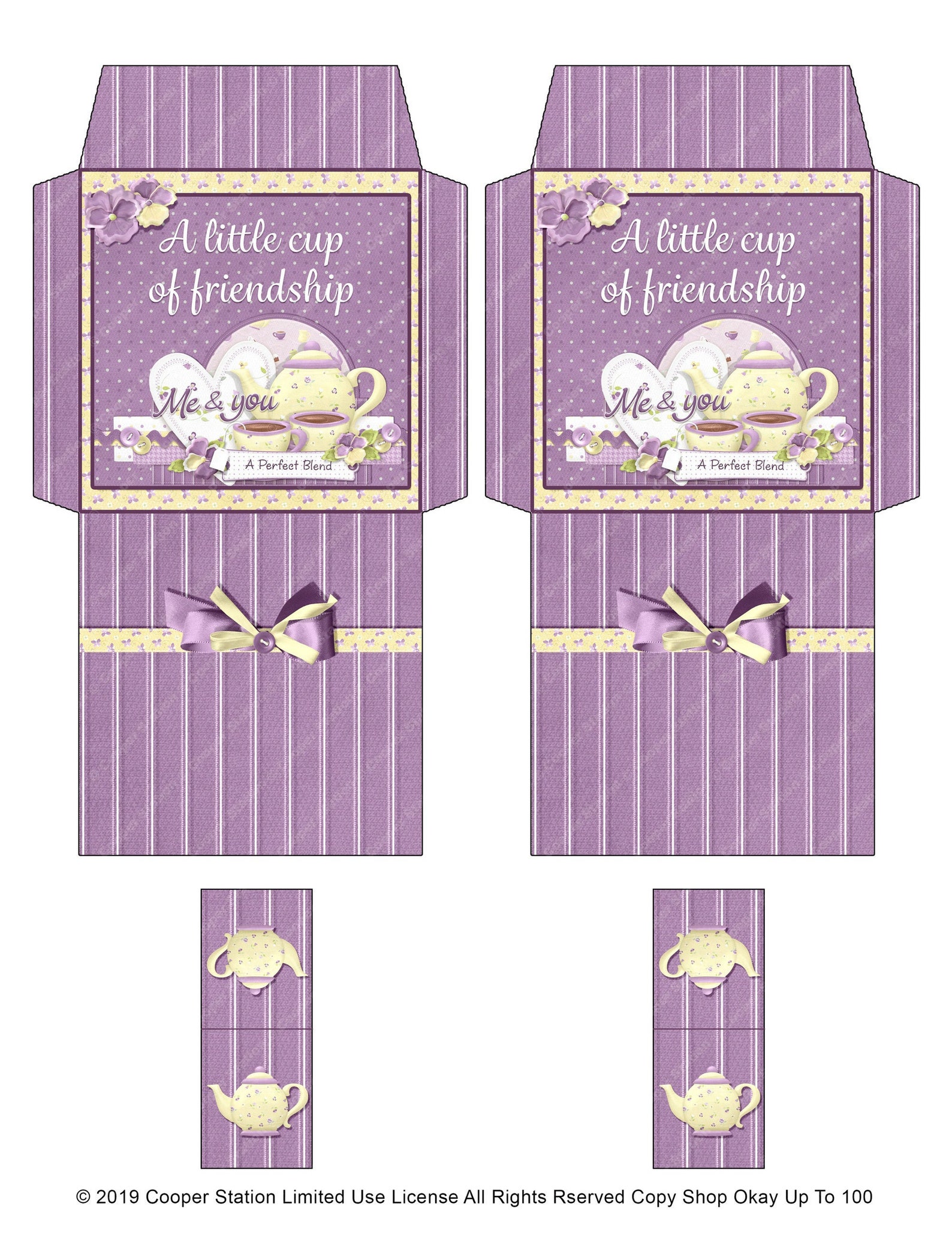 Printable Digital Tea Bag Wrapper, Tea Bag Envelope, Cup of Friendship ...