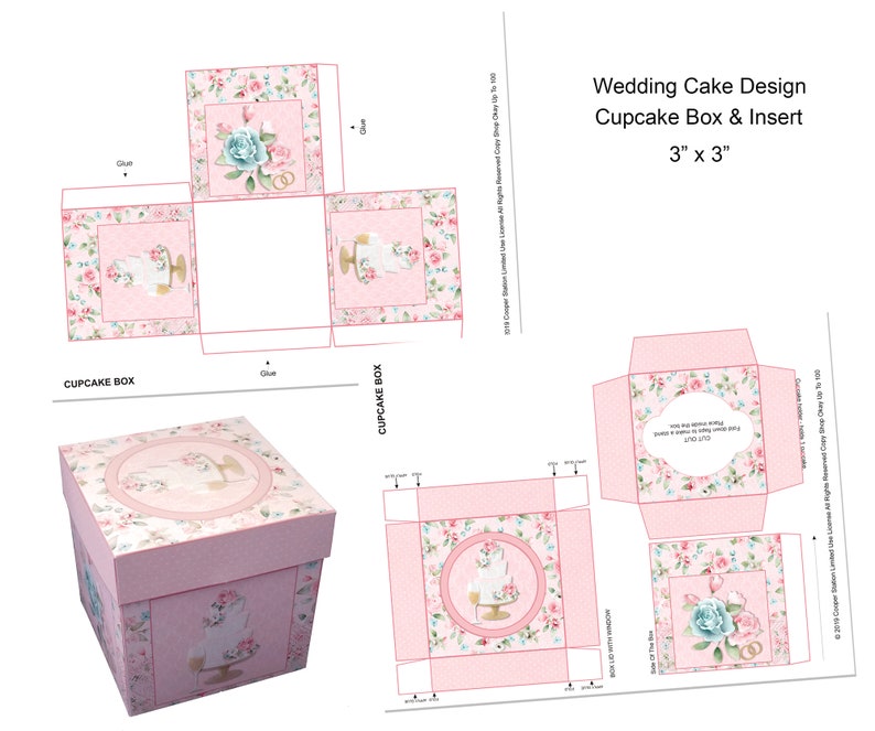Digital Printable Cupcake Box Wedding Cake Design Party | Etsy