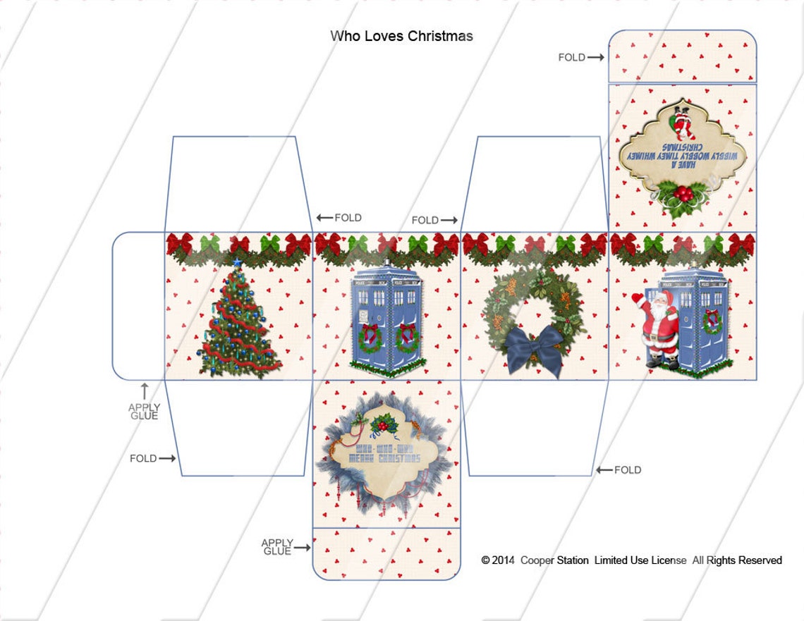 Digital Printable Mini Gift Box Who Loves Christmas Design | Etsy