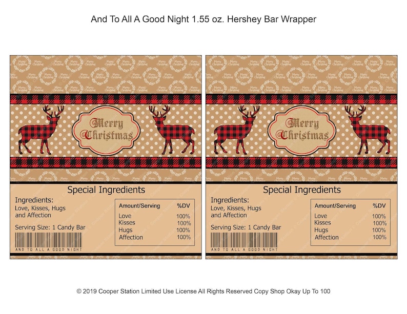 Printable Digital Christmas Hershey Candy Bar Wrapper - Etsy
