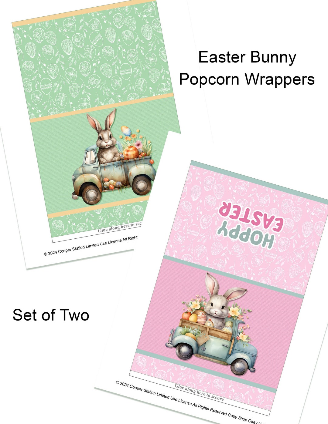 Digital Printable Easter Bunnies Popcorn Wrapper Set - Instant Download ...