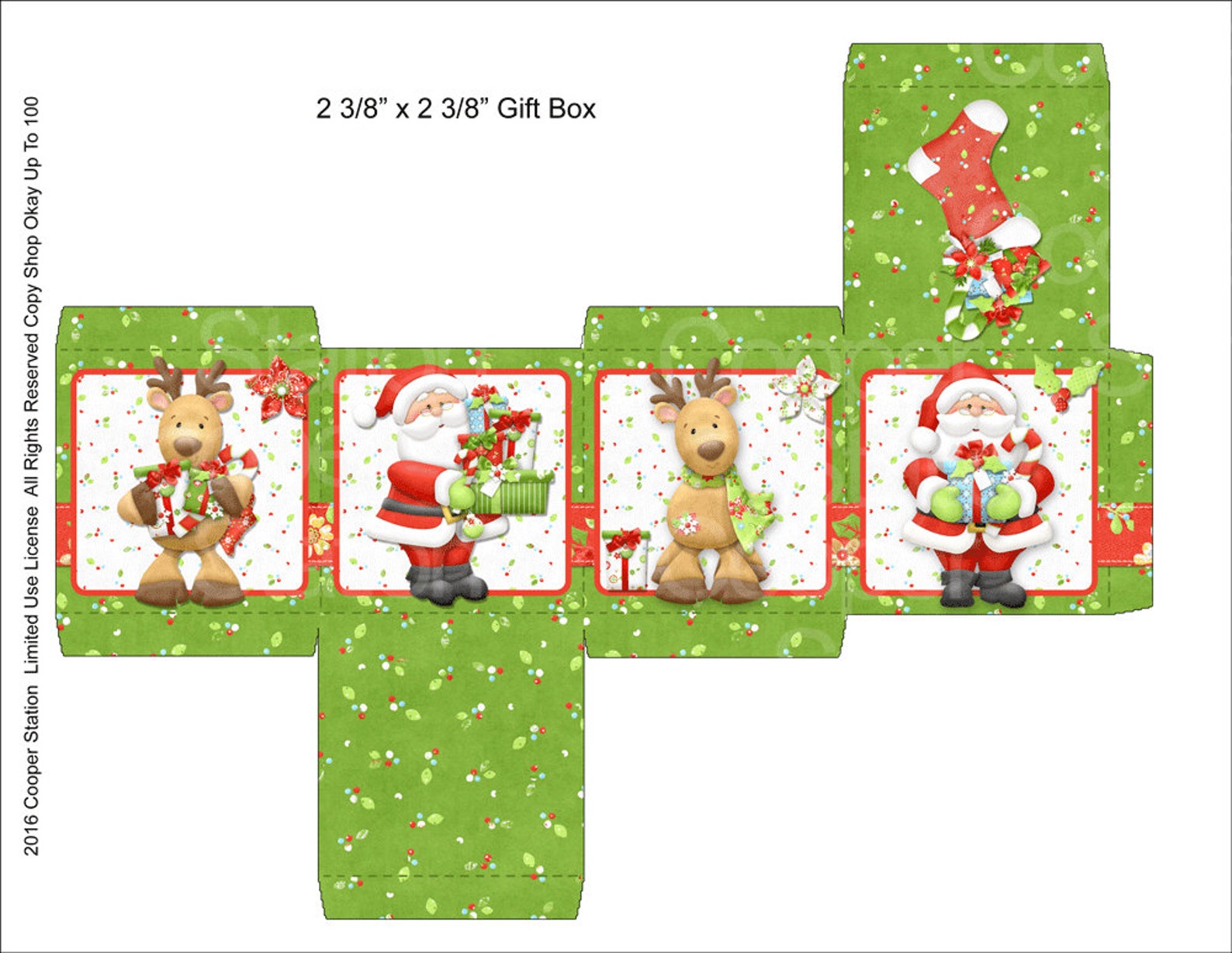 Digital Printable Small Square Christmas Box Set of Two - Santa Box ...