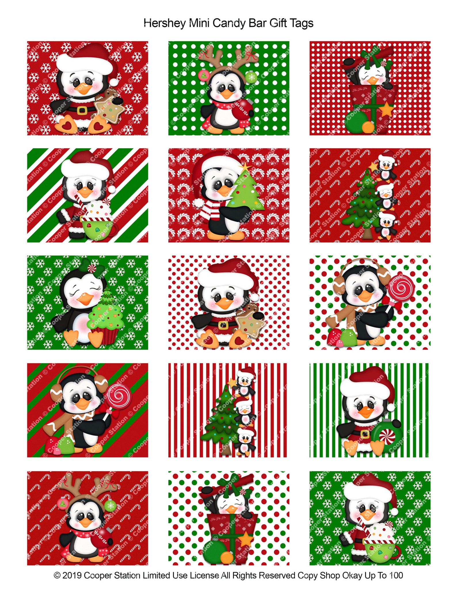 Digital Printable Happy Penguins Holiday Chocolate Miniature Candy Bar ...