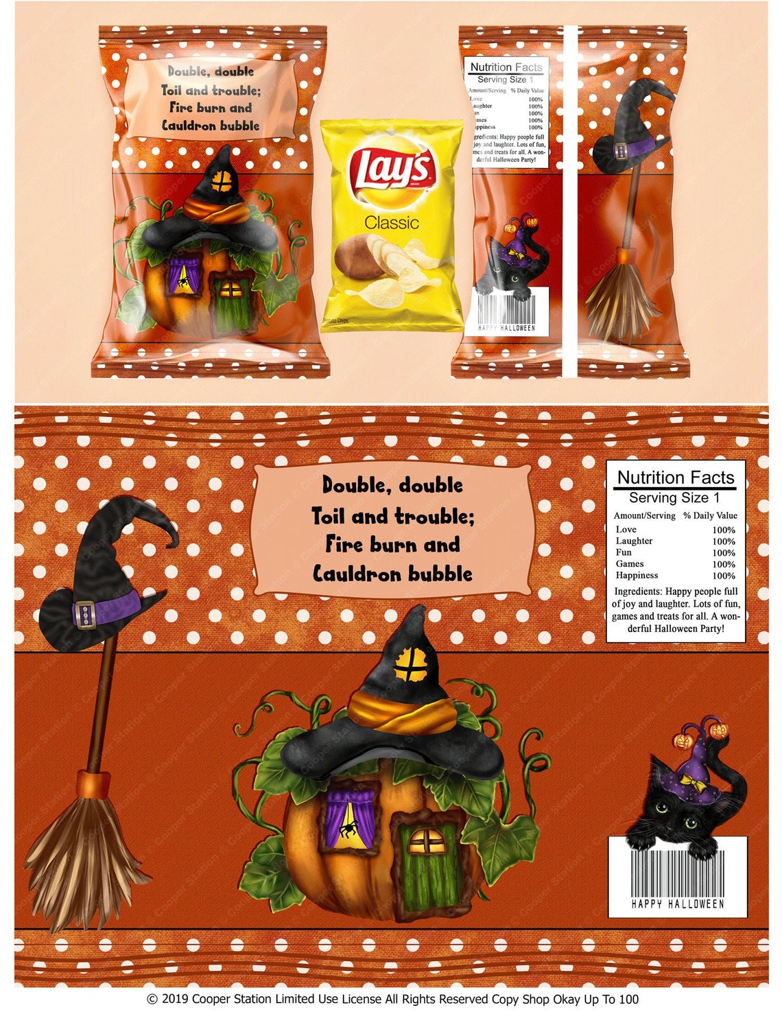 Printable Digital Halloween Chip Bag Treat Bag Chip Bag - Etsy