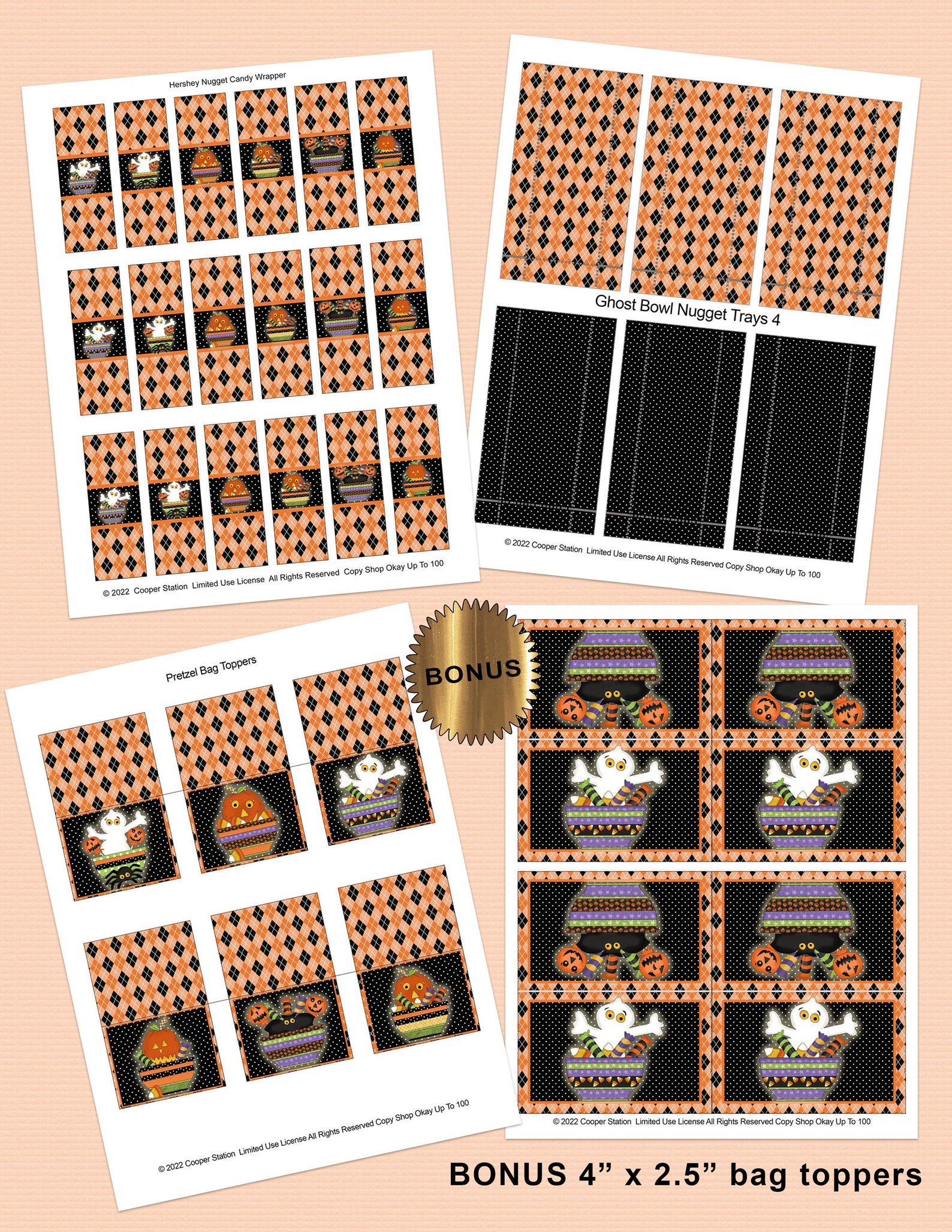 Digital Printable Ghost Hershey Nugget Halloween Candy Wrappers - Trick ...