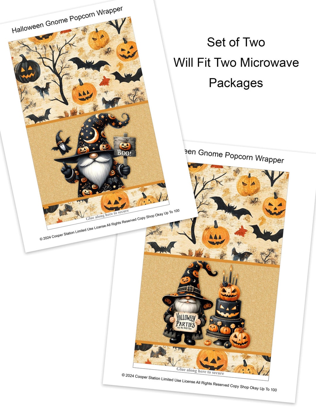 Set of Two Printable Halloween Gnome Popcorn Wrappers - Microwave ...