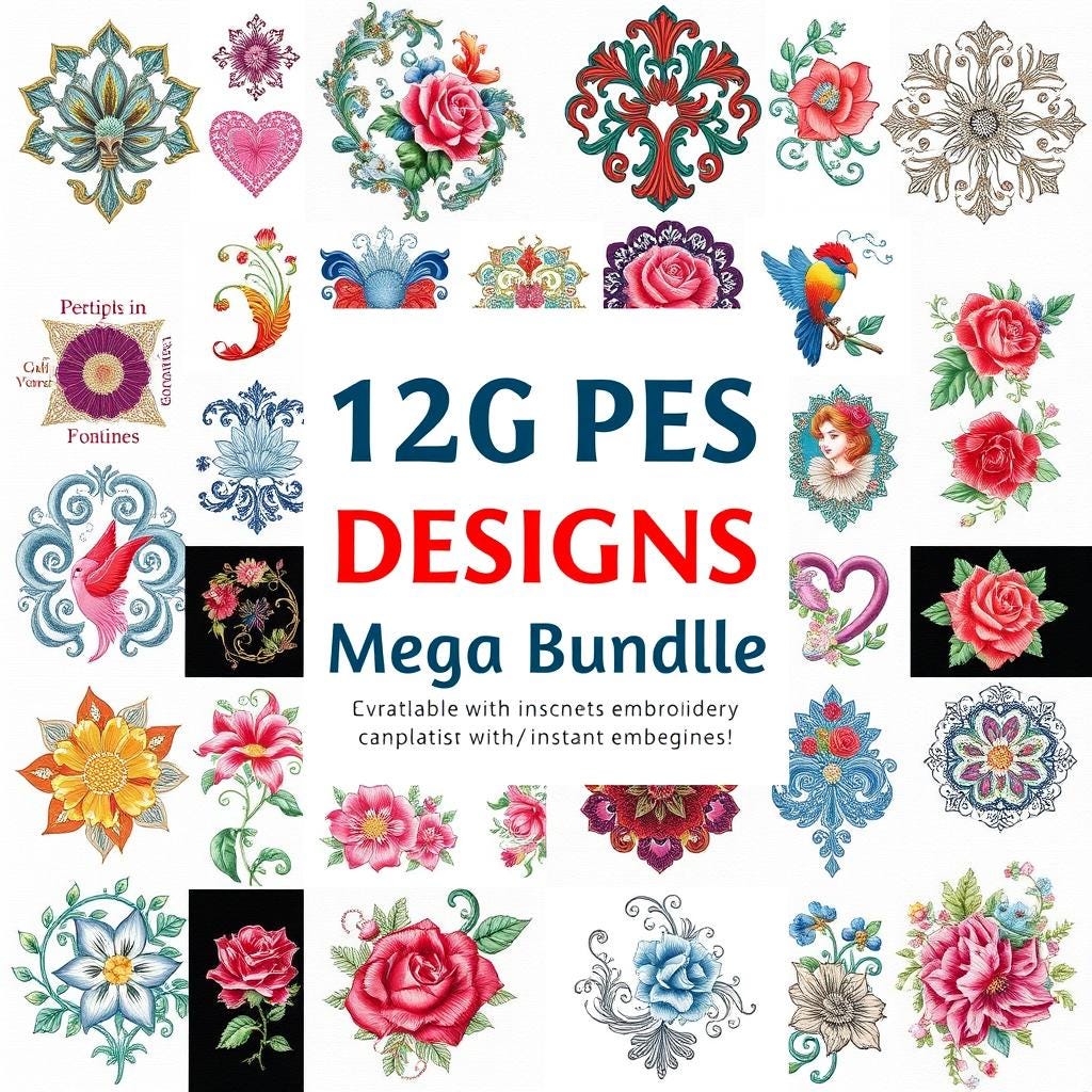 12GB PES Embroidery Bundle (instant Download) Brother, Baby Lock, and ...