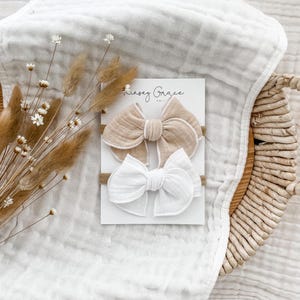 Neutral Bow Set, Baby Girl Bows, Baby Headbands, Newborn Girl Bow ...