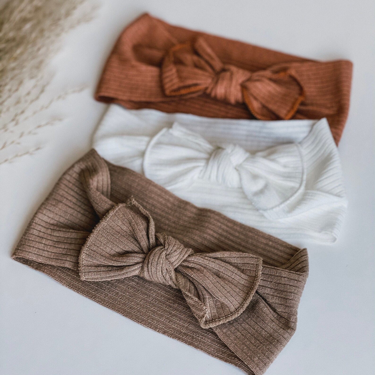 Ribbed Nylon Baby Headband Neutral Baby Bows Infant Hair - Etsy
