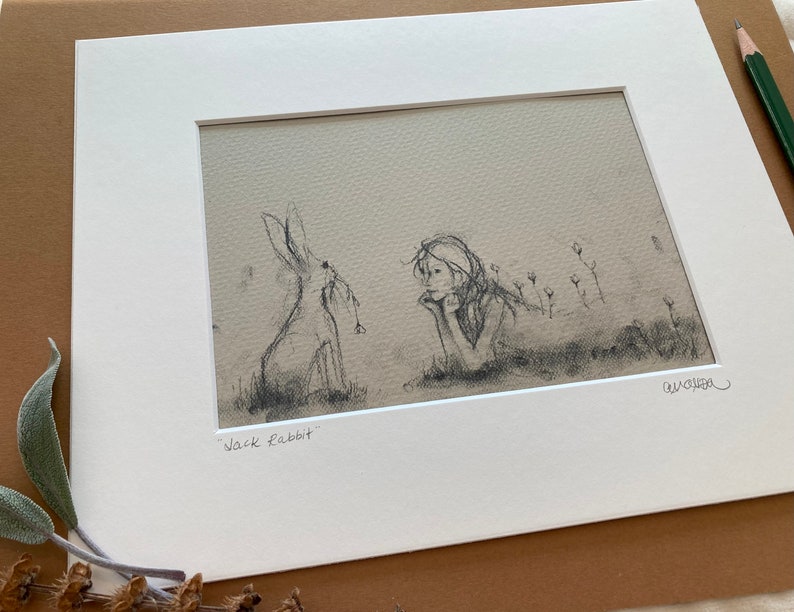 Jack Rabbit Matted Art Print Fits 8 X 10 Frame Forest - Etsy