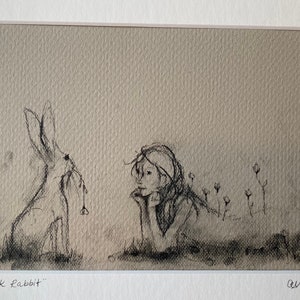 Jack Rabbit Art Print: Charcoal Illustration, Matted 8x10 - Etsy