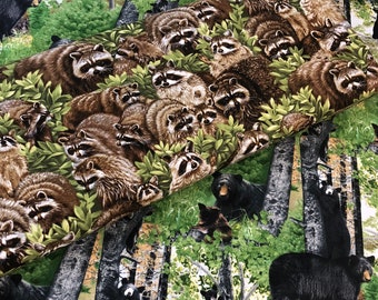 Raccoon fabric | Etsy