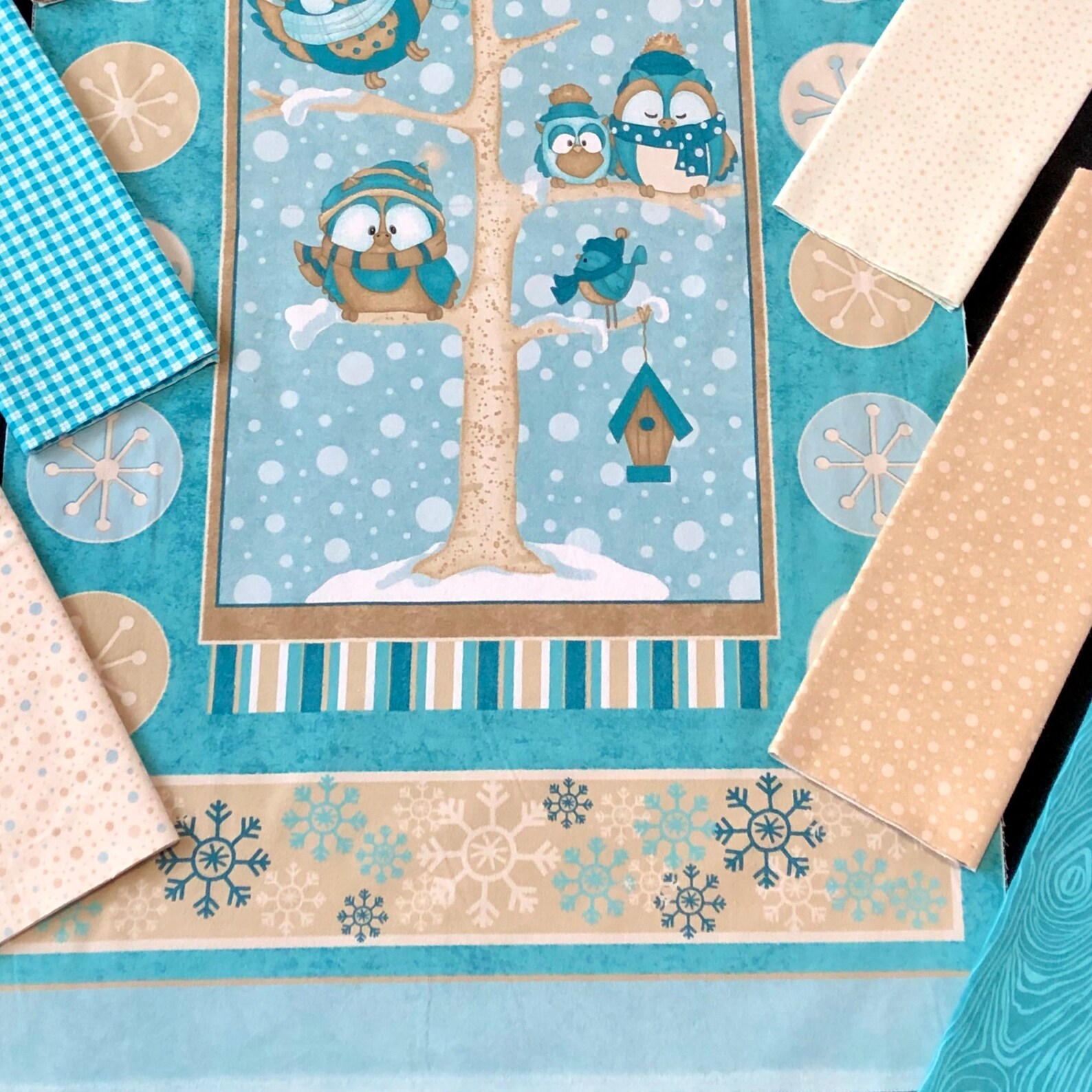 Owl, Wise One, Winter Fabric Quilt Kit Bundle, Owls in a Tree, 1 Panel ...